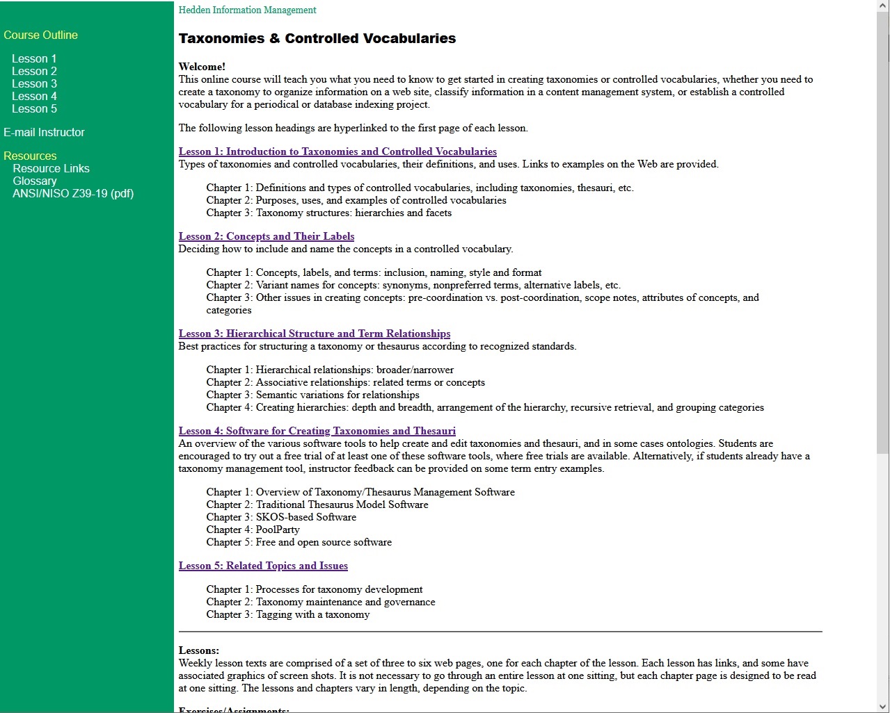 Online Taxonomy Course – Hedden Information Management